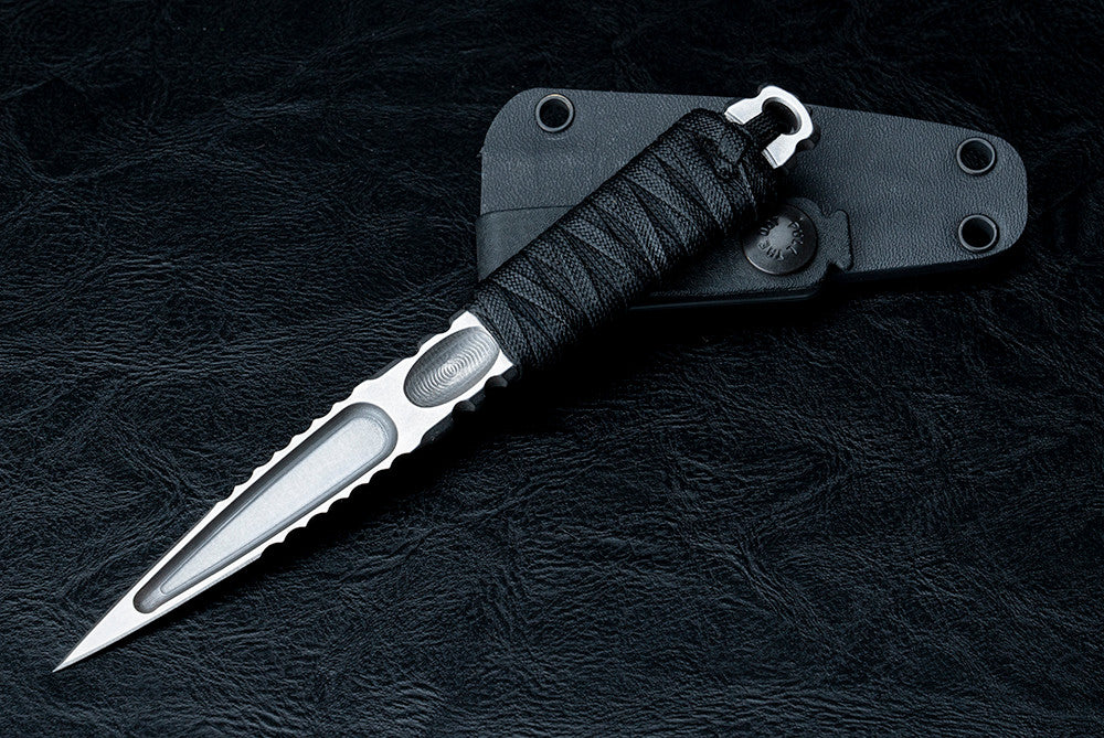 Custom OSS Dagger Partially Serrated Blade w/ Tsukamaki Wrapped Handle ...